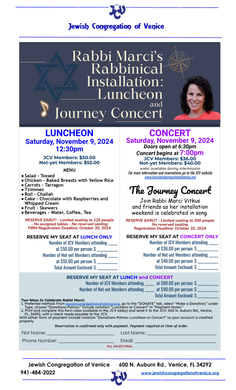 Rabbi Marci’s Rabbinical Installation: Luncheon | Jewish Congregation ...